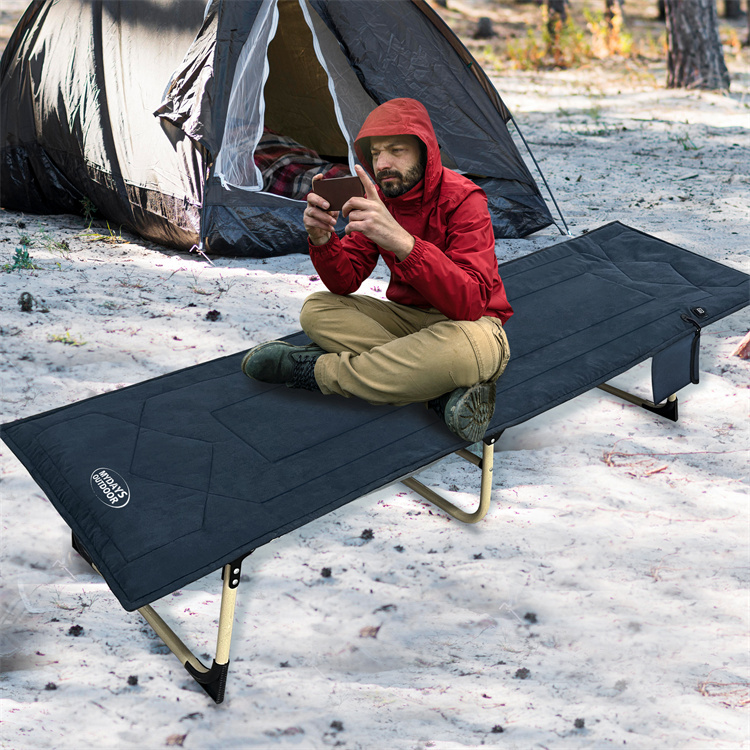 Custom Suede Folding Heated Camping Cot with Carry Bag MTECB001